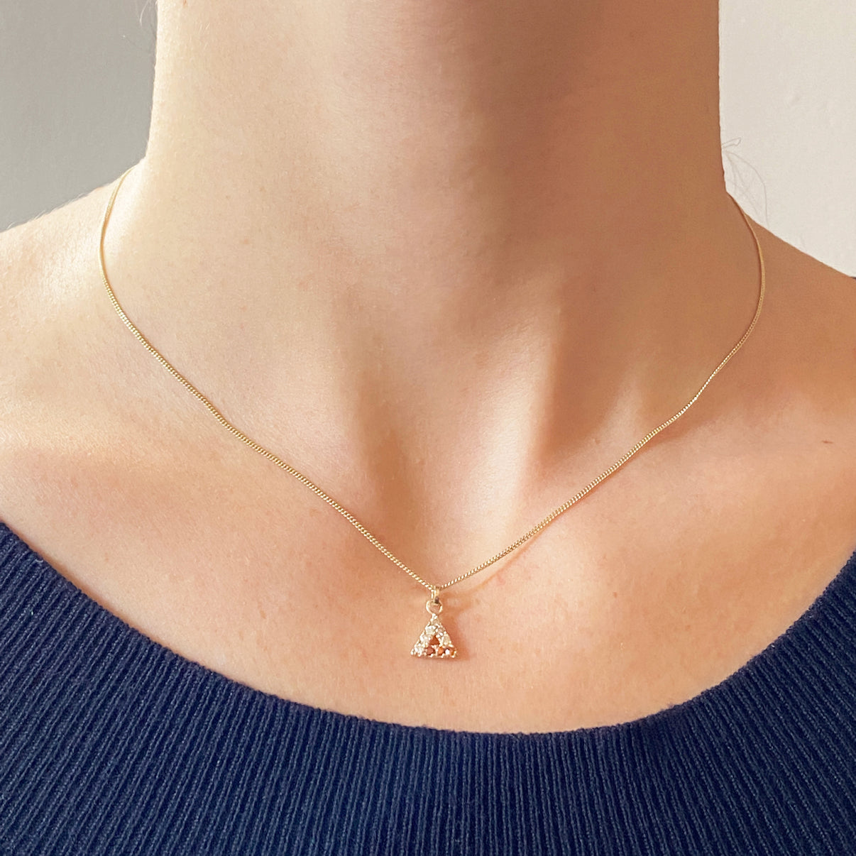 Diamond Triangle Gold Pendant – Vicky Davies Jewels
